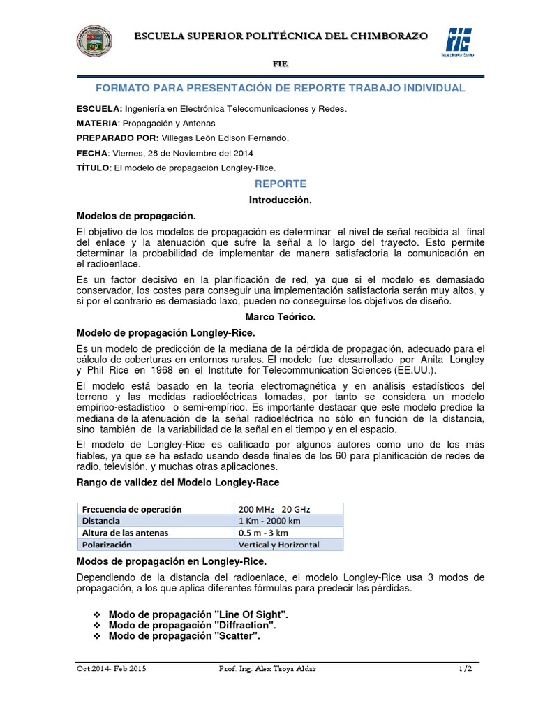 Análisis del modelo de propagación Longley-Rice para la planificación ...