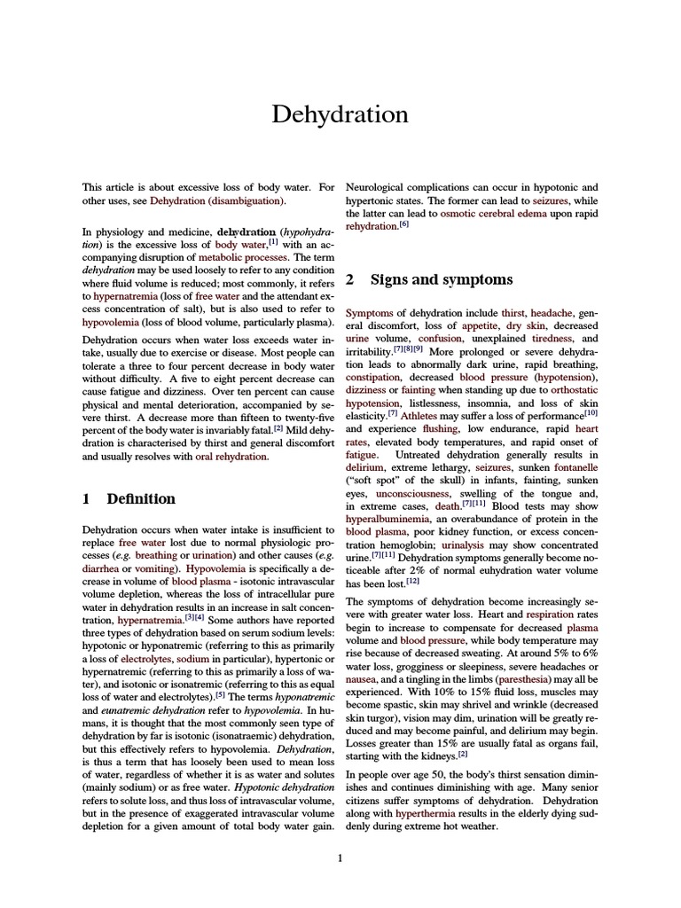 Dehydration: 2 Signs and Symptoms | PDF | Dehydration | Liquids