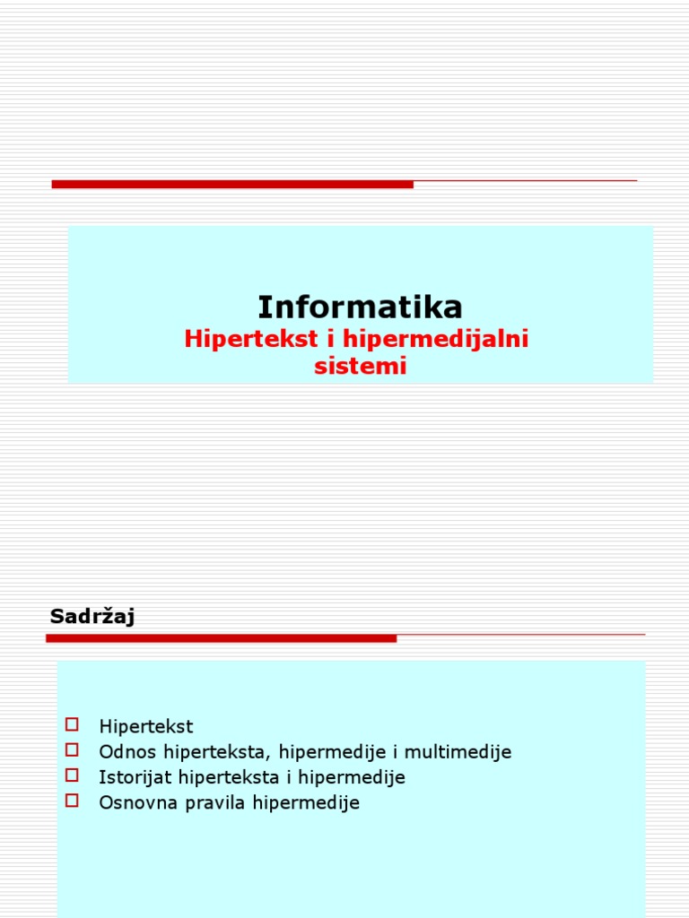 Hipertekst I Hipermedijalni Sistemi | PDF