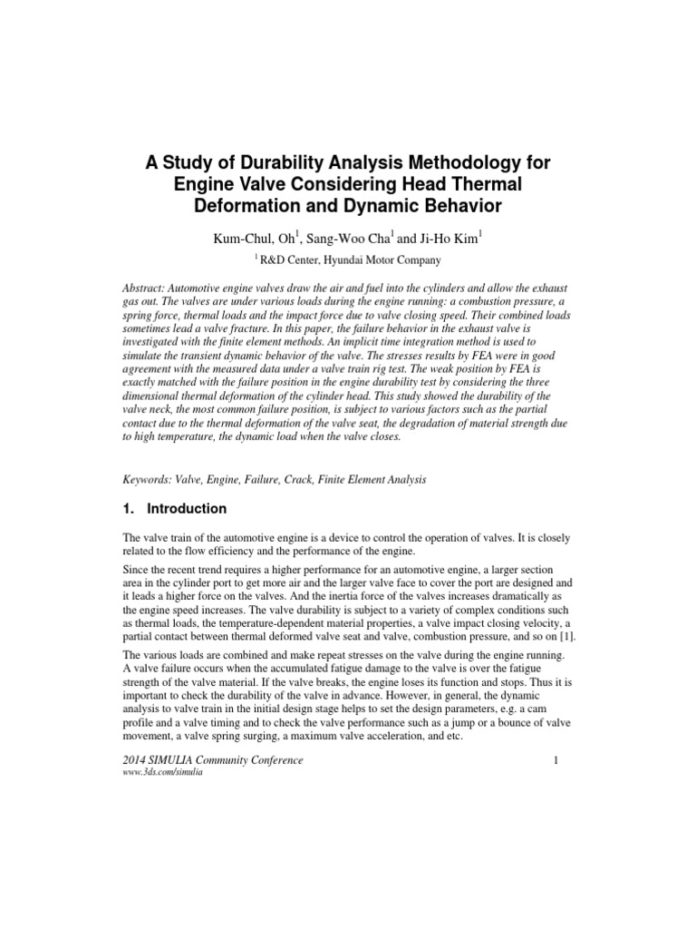 Engine Valve Durability Analysis Study | PDF | Deformation (Engineering ...