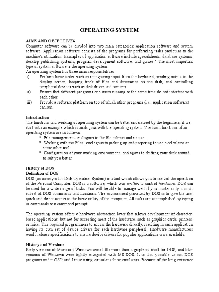 Operating System: Aims and Objectives | PDF | Scheduling (Computing) | Process (Computing)