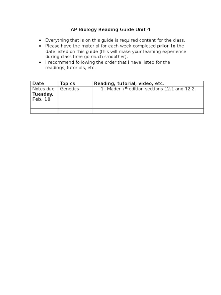 Unit 4 Reading Guide | PDF