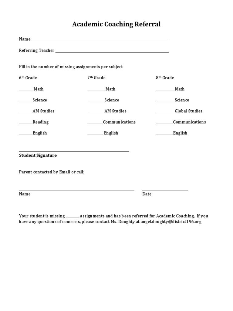 Academic Coaching Referral | PDF | Business