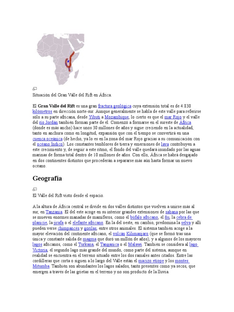 Situación Del Gran Valle Del Rift en África | PDF | Ciencias de la ...
