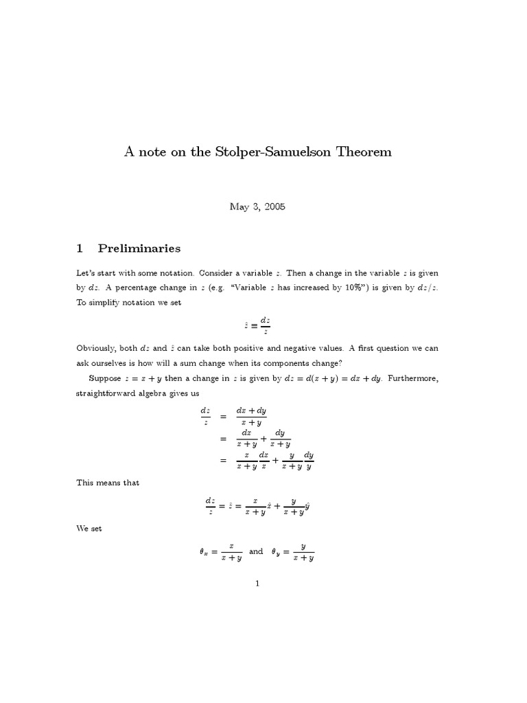 The Stolper-Samuelson Theorem Explained | PDF | Economic Equilibrium ...