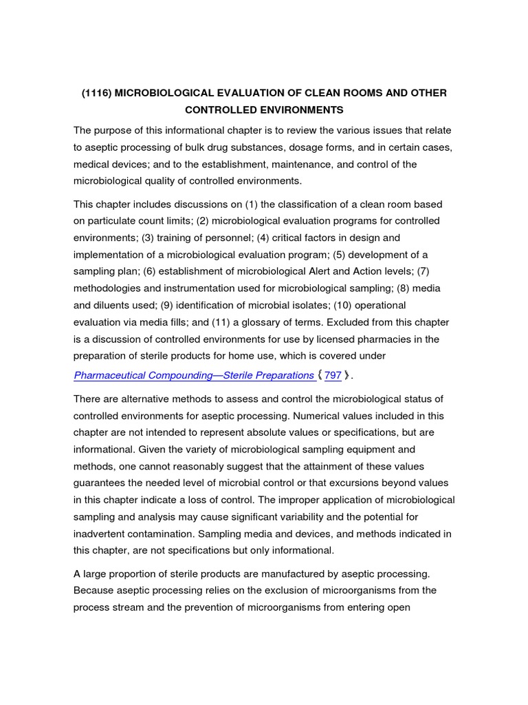 USP 1116: Microbiological Evaluation Guide | PDF | Growth Medium ...