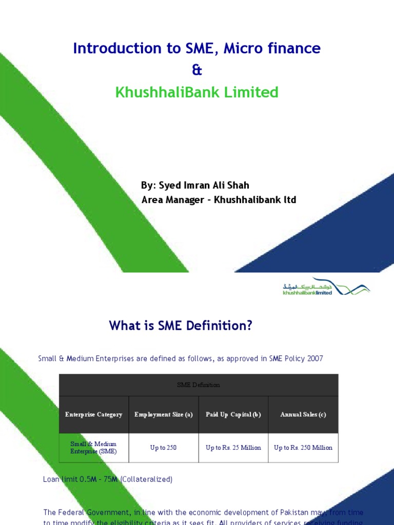Introduction To Sme, Micro Finance &: Khushhalibank Limited | PDF ...