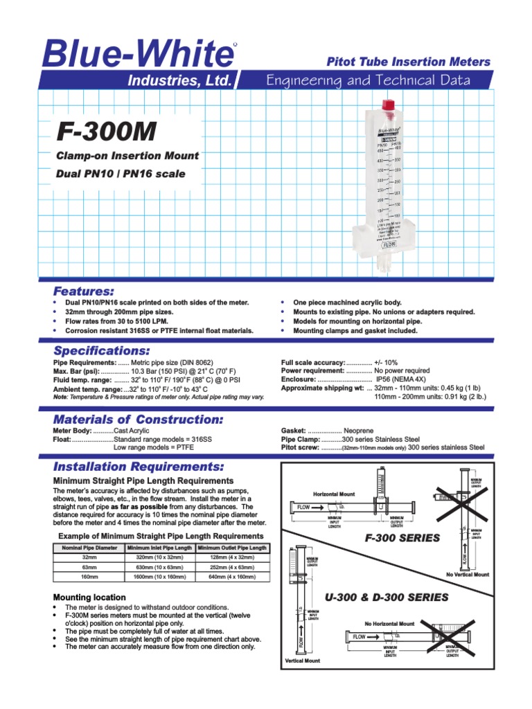 Blue-White Pitot Tube Insertion Meter | PDF | Pipe (Fluid Conveyance ...