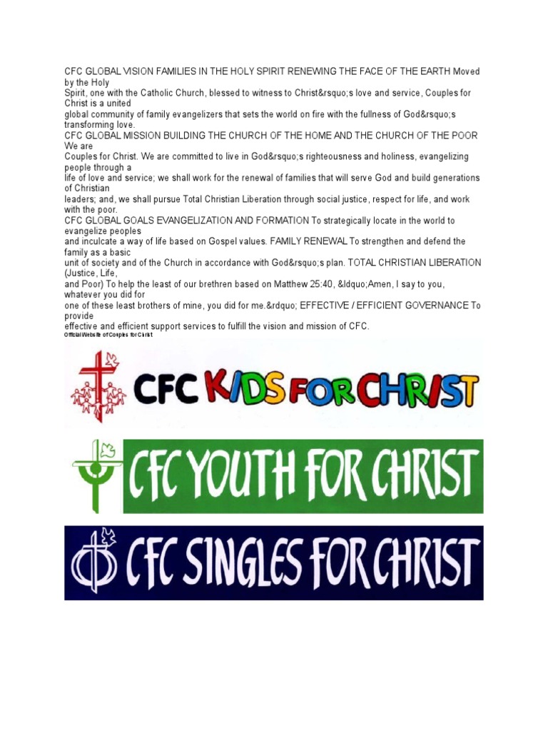CFC Global Vision Families in The Holy Spirit Renewing The Face of The ...