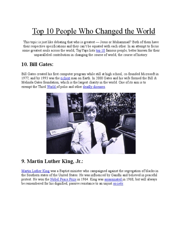 Top 10 People Who Changed The World | PDF | Charles Darwin | Albert ...
