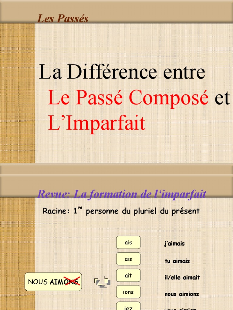L'imparfait Et Passe Compose Pres Ultime | PDF | Cinématographie | Langues