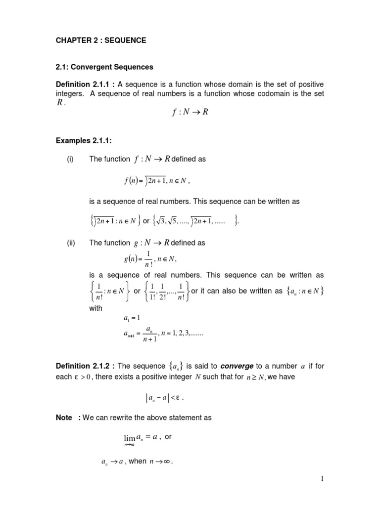 Chapter 2: Sequence: N N N N F | PDF | Series (Mathematics) | Sequence
