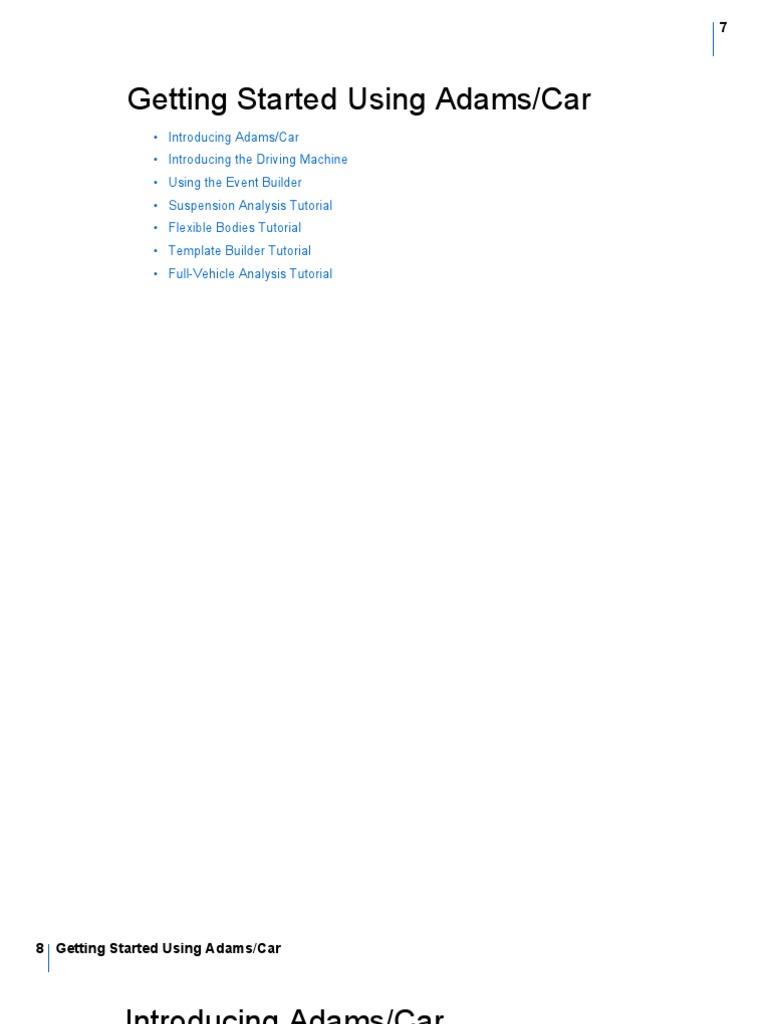 Getting Started Using Adams/Car - MD Adams 2010 | PDF | Graphical User Interfaces | Menu (Computing)