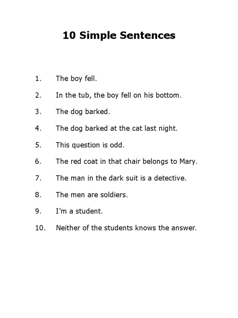 10 Simple Sentences | Download Free PDF | Nature