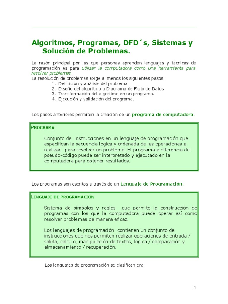 Algoritmos, DFDs y Solucion de Problemas | PDF | Algoritmos | Programa de computadora