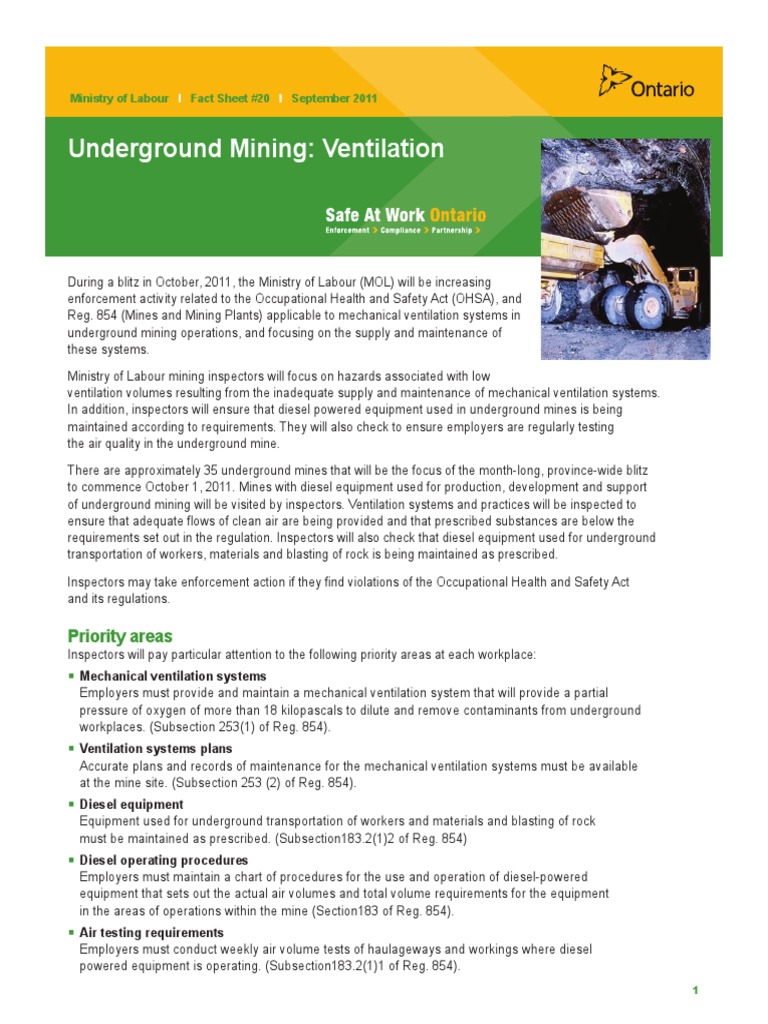 Underground Mining: Ventilation: Priority Areas | PDF | Ventilation ...