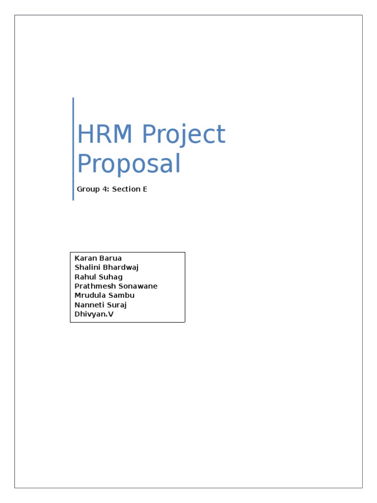 HRM Project Proposal: Prasha Solutions Analysis | PDF