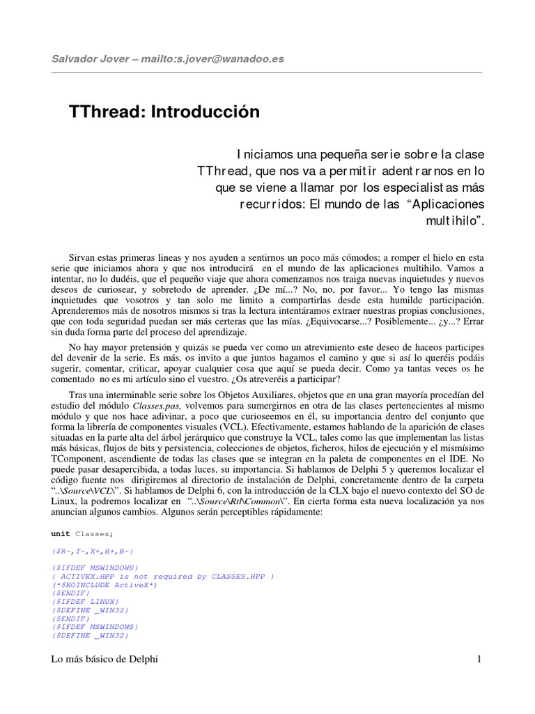 Introducción a TThread en Delphi | PDF | Proceso (Computación) | Hilo (Computación)
