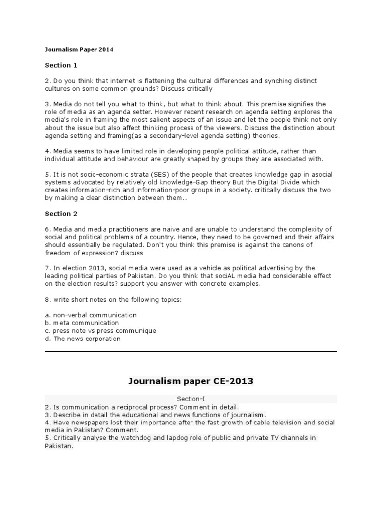 Journalism Past Papers | PDF | Joseph Goebbels | Public Relations