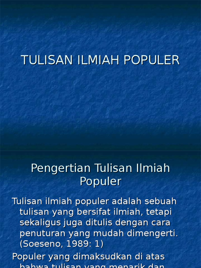 Tulisan Ilmiah Populer | PDF | Kesehatan Holistik