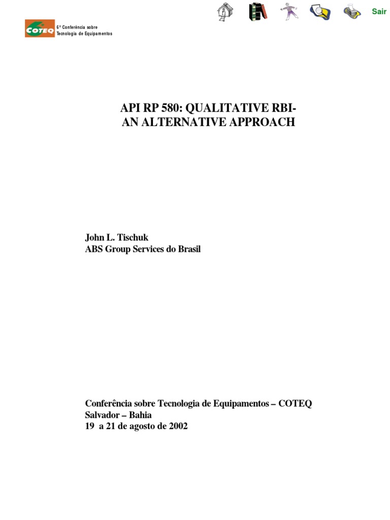 API RP 580 (Risk Based Inspection) COTE068 PDF | PDF | Technology ...