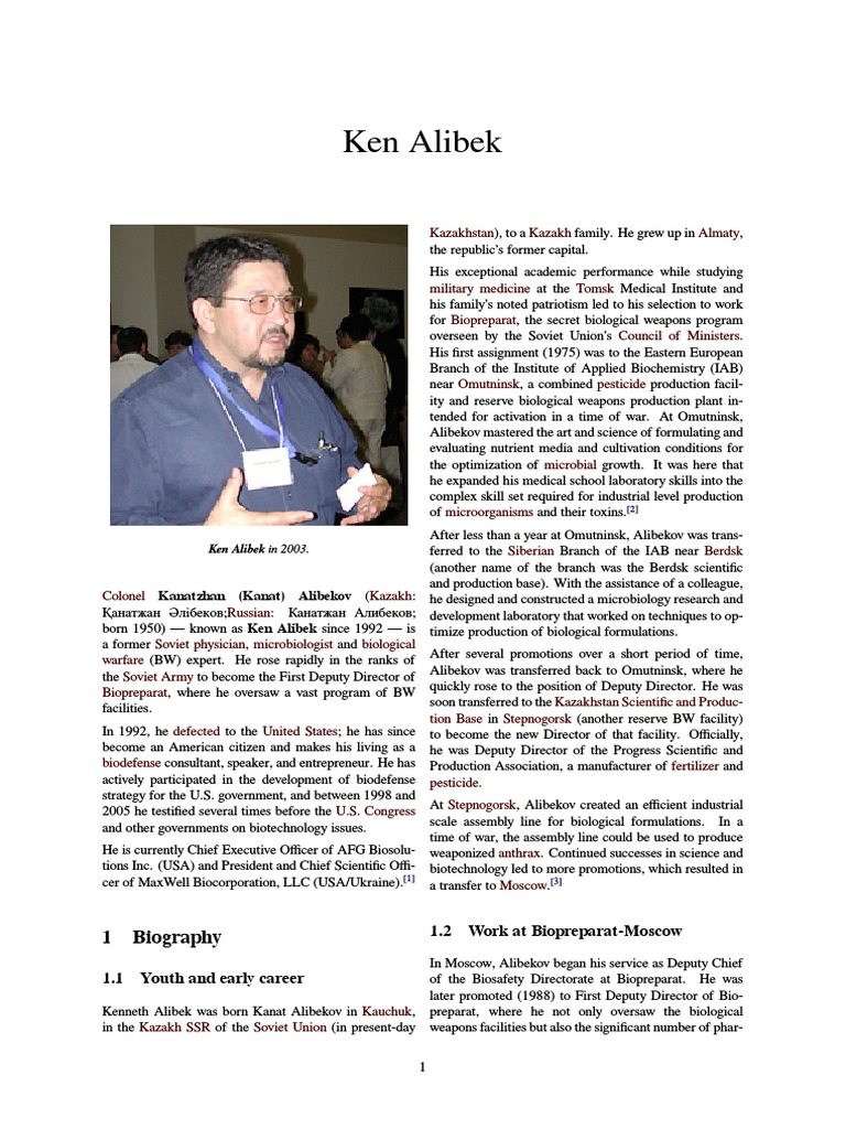 Ken Alibek | Earth & Life Sciences | Life Sciences