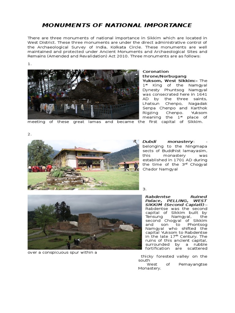 Monuments of National Importance | PDF | Buildings And Structures | Art ...