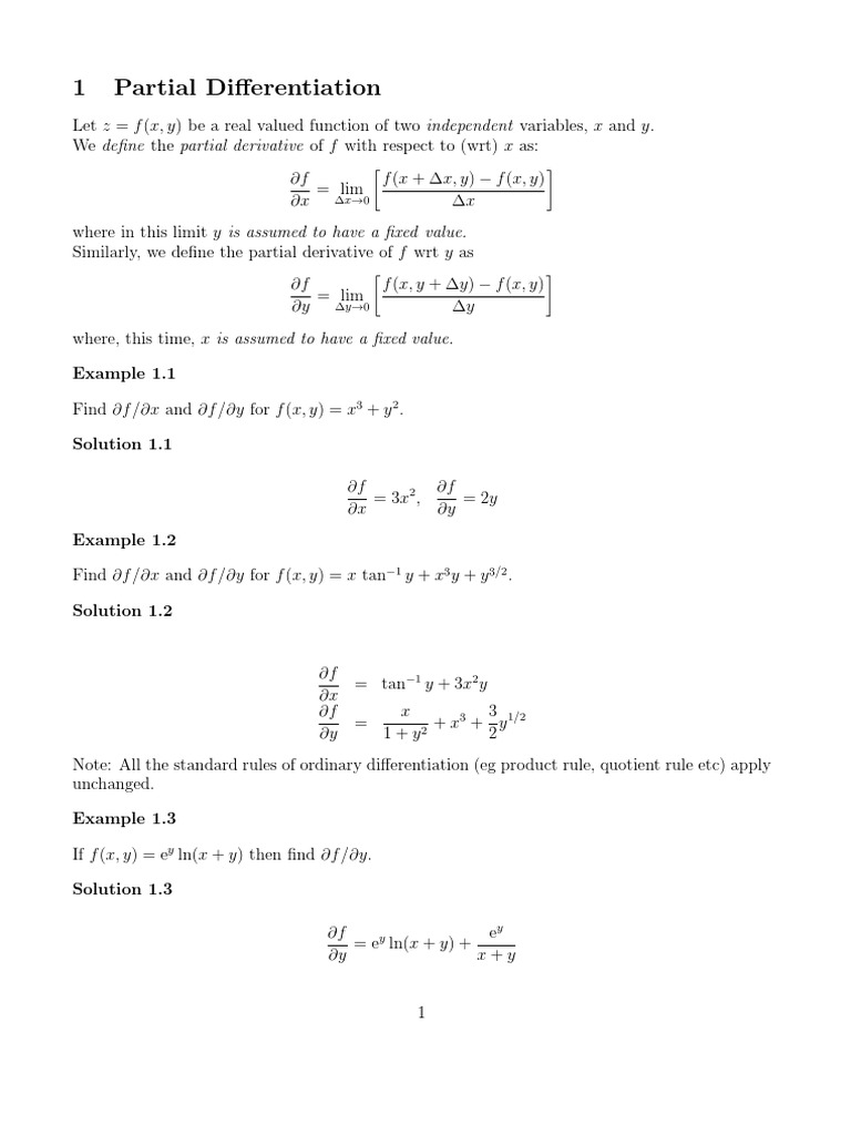 Partial Differentiation | PDF | Derivative | Trigonometric Functions