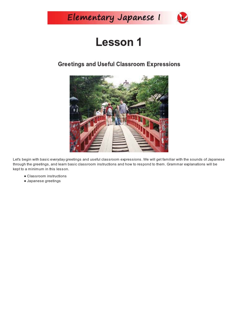 JAPN 1001 Lesson01 | PDF | Japanese Language | Classroom