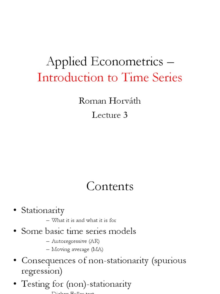 Applied Econometrics - : Introduction To Time Series | PDF | Stationary ...