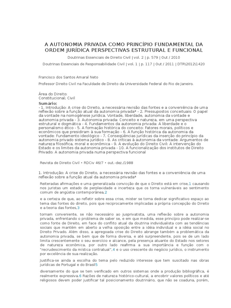 A Autonomia Privada Como Princípio Fundamental Da Ordem Jurídica ... A Autonomia Privada Como Princípio Fundamental Da Ordem Jurídica ...