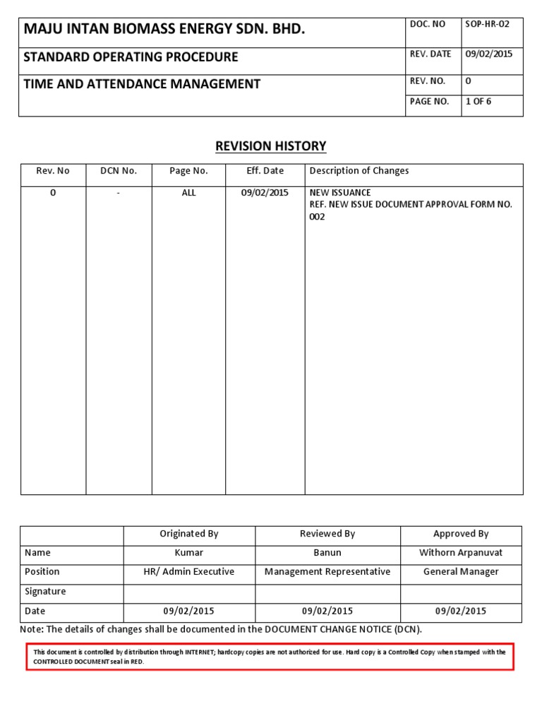 Time and Attendance Management SOP | PDF | Seal (Emblem) | Human ...