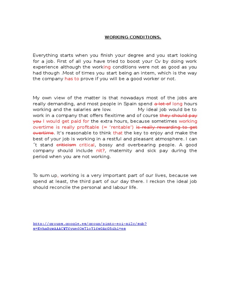 Ideal Working Conditions in Spain | PDF