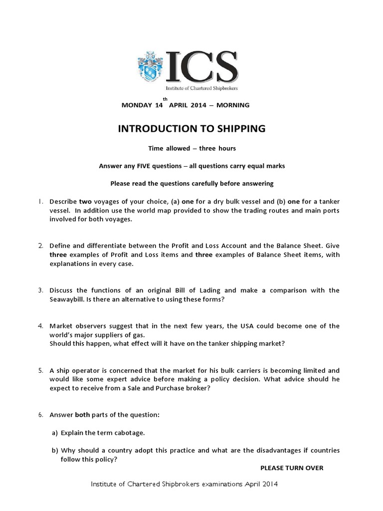 Introduction To Shipping 2014 | PDF