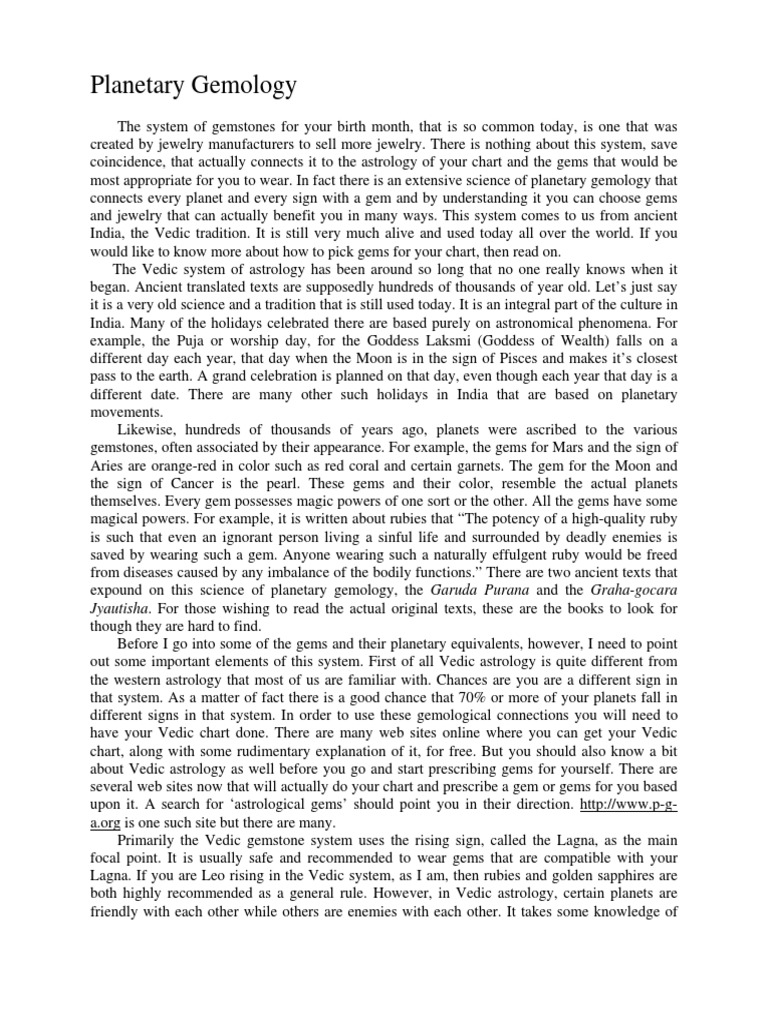 Decoding the Ancient Science of Planetary Gemology and Choosing the ...