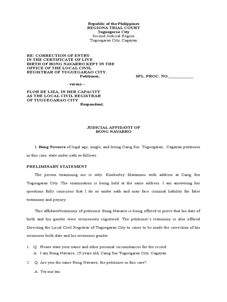 Judicial Affidavit Correction of Enrty | PDF | Affidavit | Judiciaries