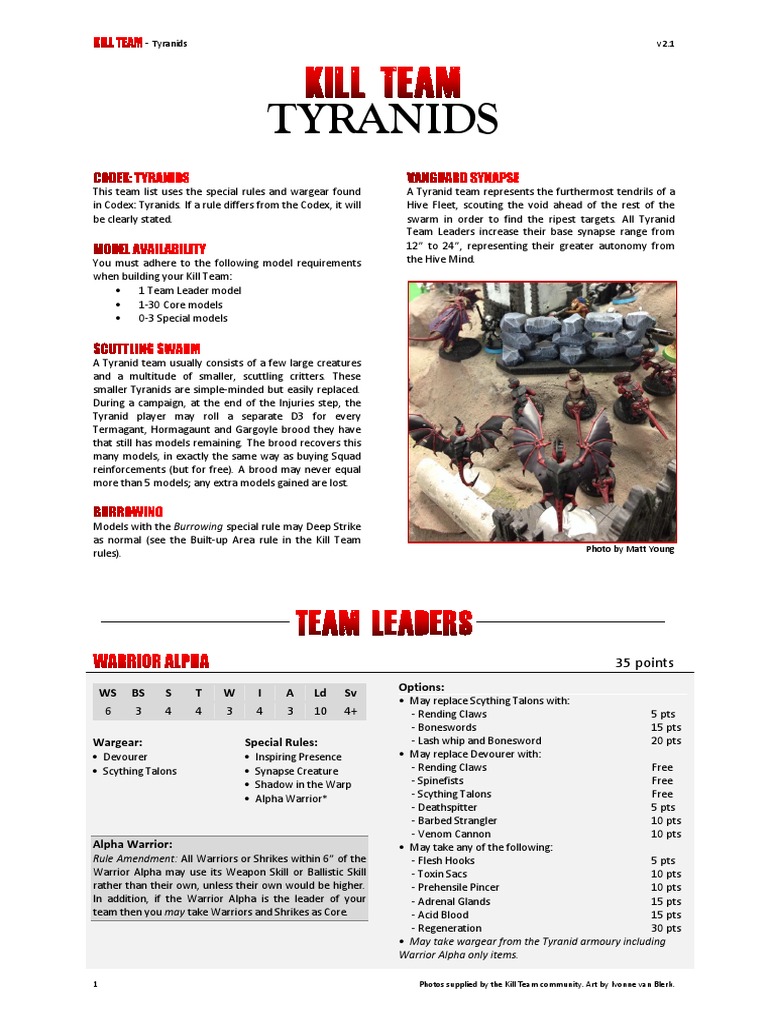 Kill Team List - Tyranids v2.1 | PDF | Leisure | Armed Conflict