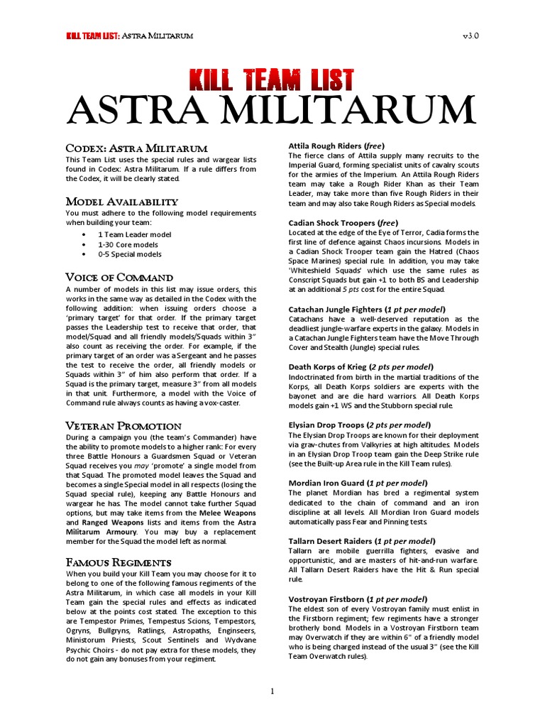 Astra Militarum Kill Team Guide | PDF | Military Technology | Military ...