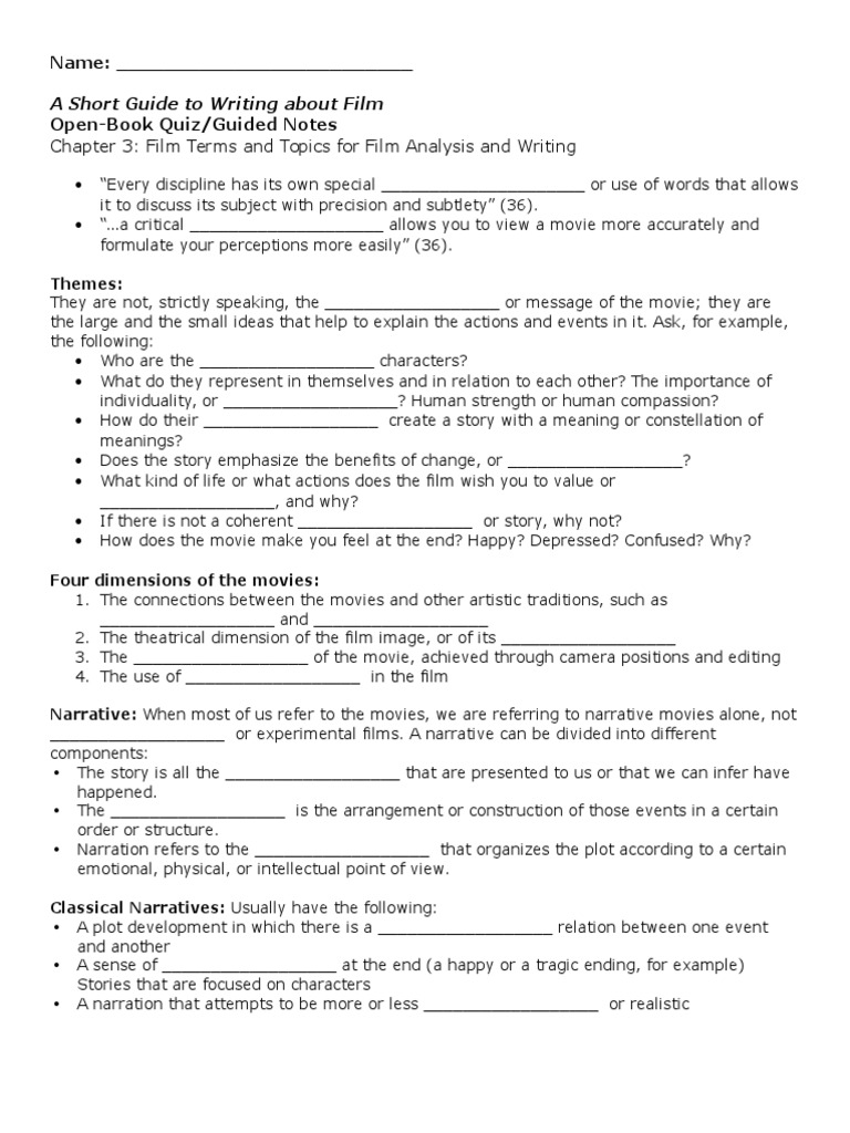 Film Analysis: Key Concepts and Terms | PDF | Narration | Plot (Narrative)