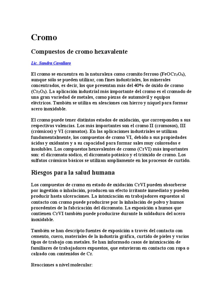 Cromo III Se Puede Convertir en Como VI | PDF | Cromo | Compuestos químicos