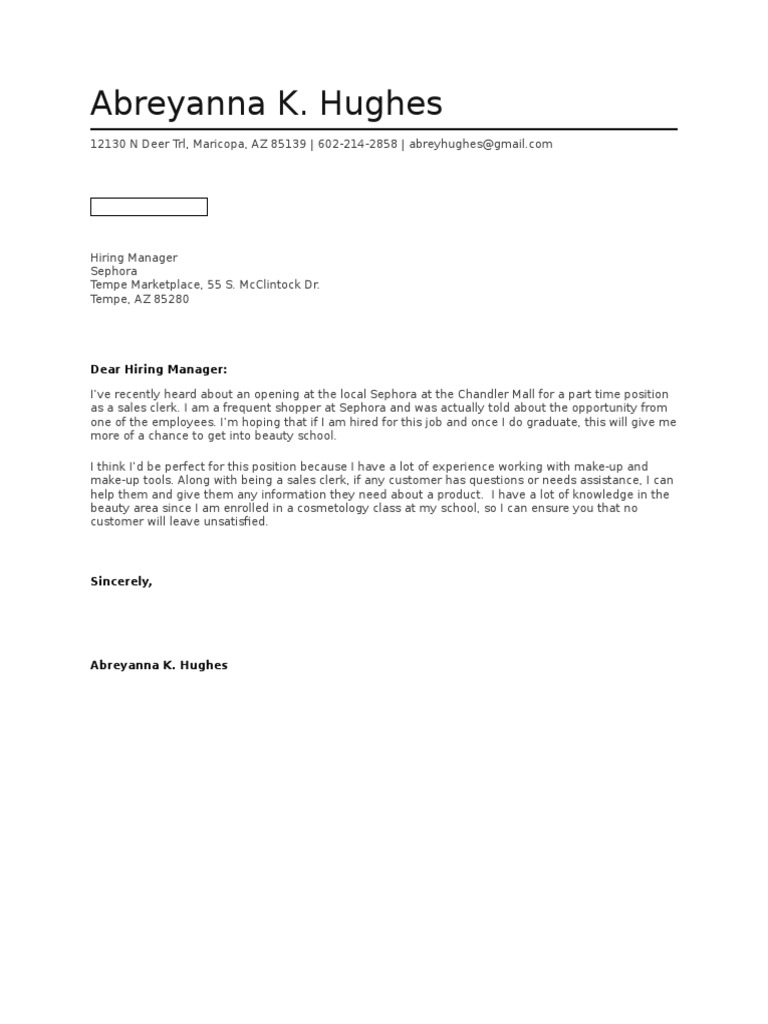 Cover Letter | PDF | Career & Growth