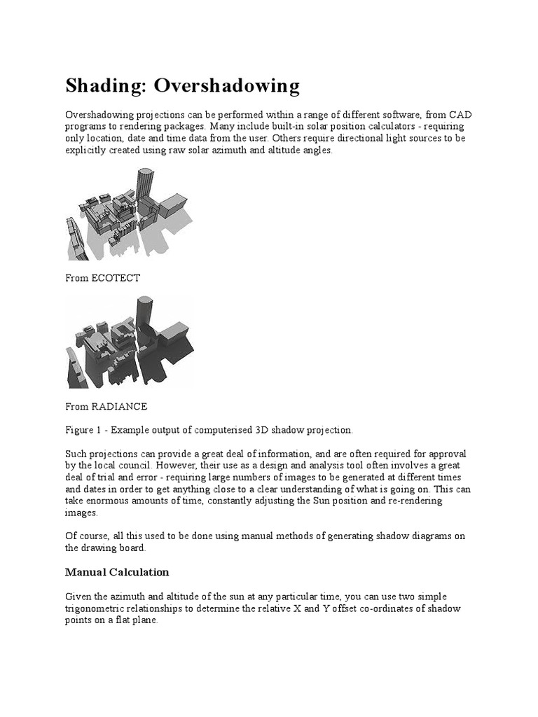 Shading: Overshadowing: Manual Calculation | PDF | Shadow | Sun