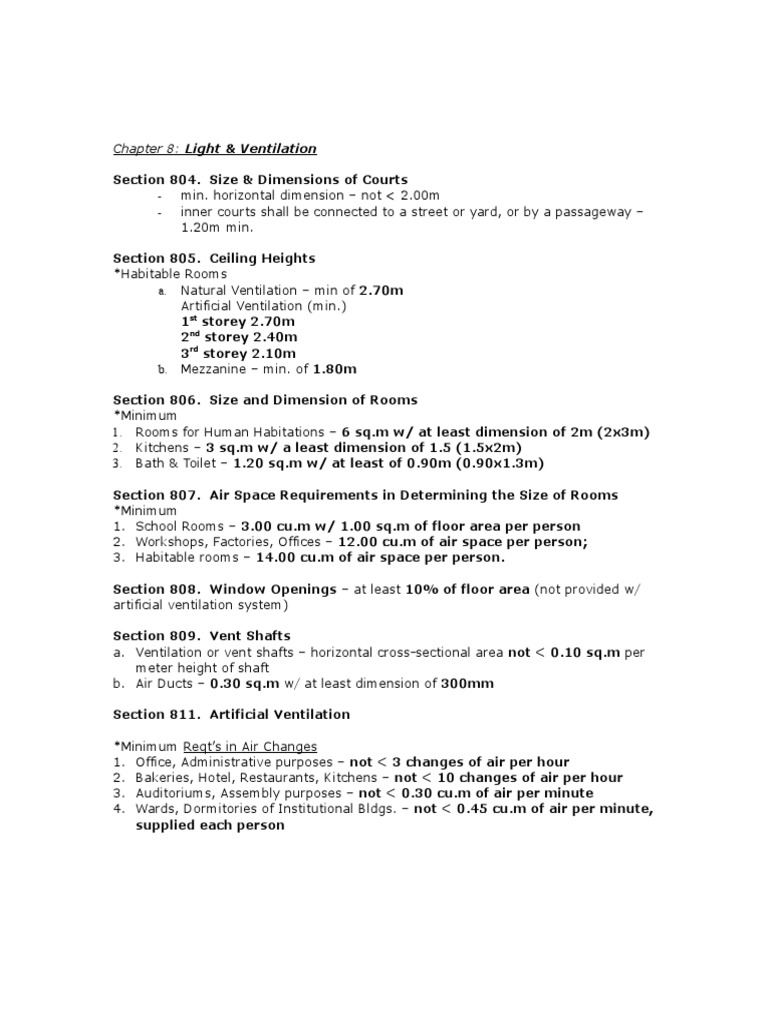 National Building Code PD 1096 - Light & Ventilation | PDF