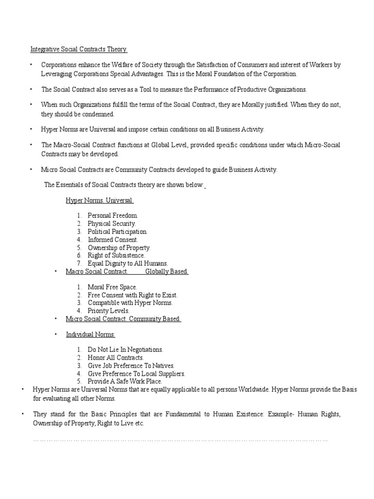 Integrative Social Contracts Theory | PDF | Social Contract | Justice