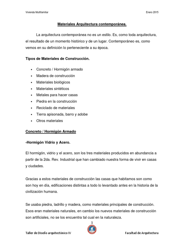 Materiales Constructivos para Vivienda Contemporanea | PDF | El hombre ...