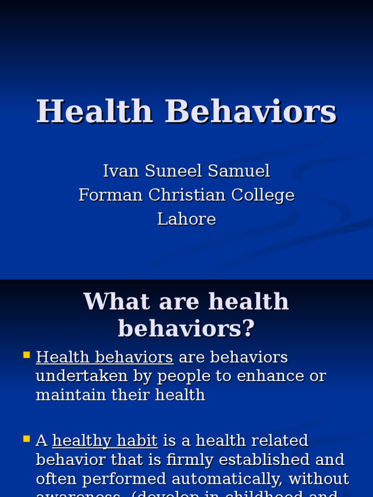 Understanding Health Behaviors | PDF | Career & Growth | Self-Improvement