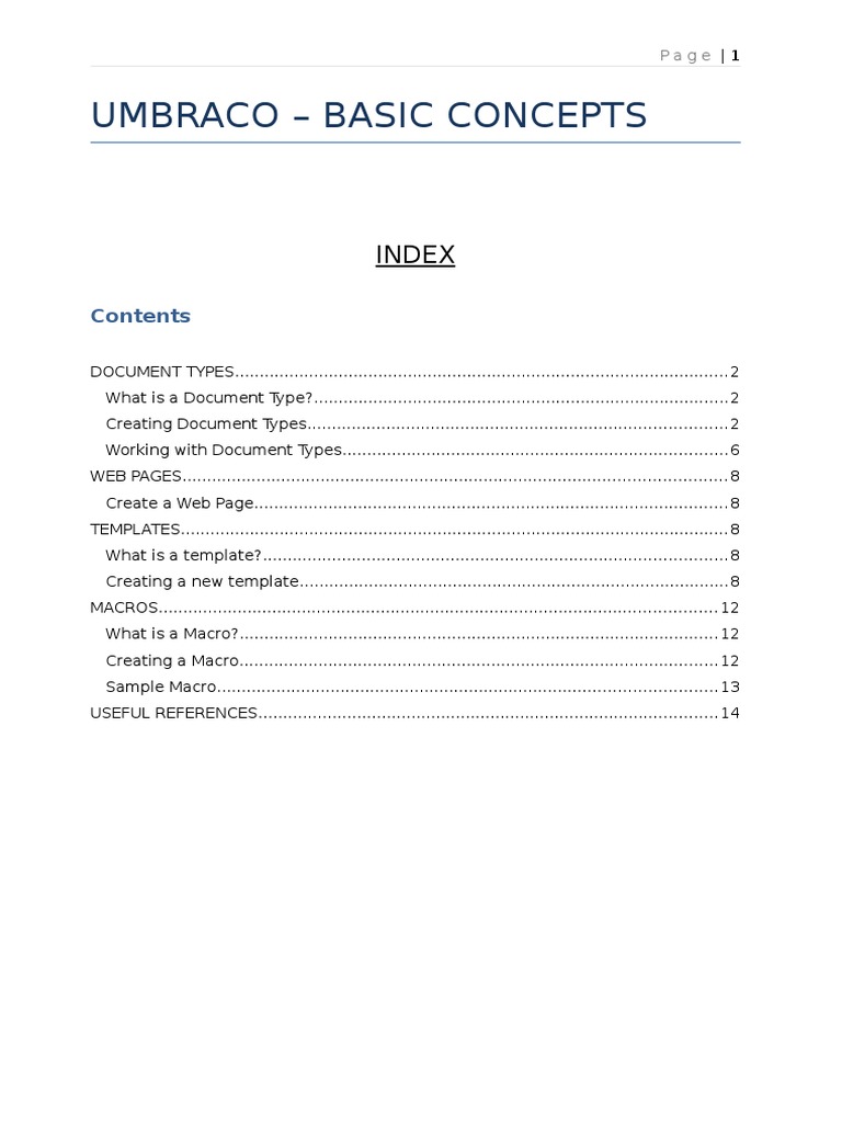 Umbraco Basic Concepts | PDF | Web Page | Tab (Gui)
