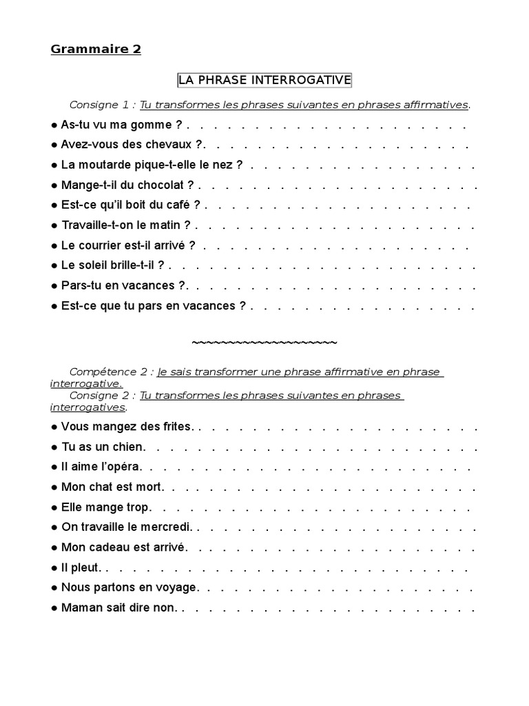 02 La Phrase Interrogative | PDF