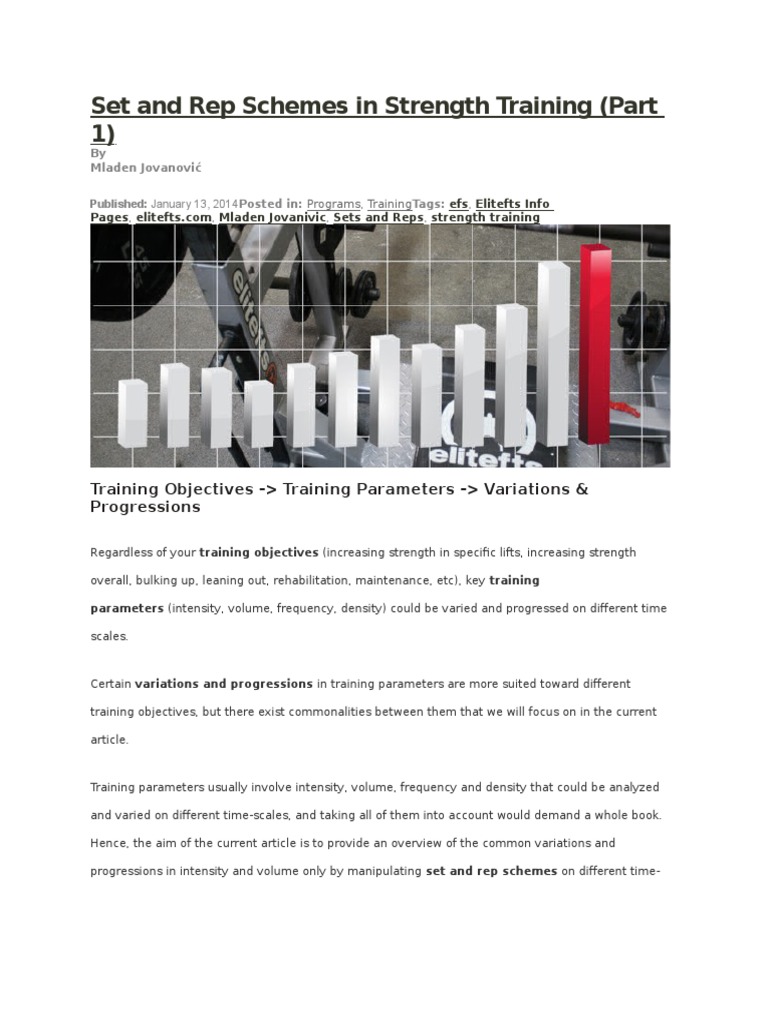 Set and Rep Schemes in Strength Training | PDF | Strength Training ...