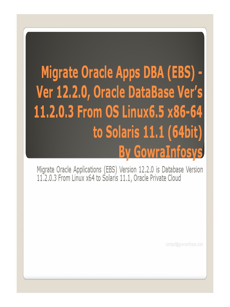 Oracle EBS 12.2.0 DB Migrate To Solaris 11.1 (64 Bit) | Download Free PDF | Oracle Database ...